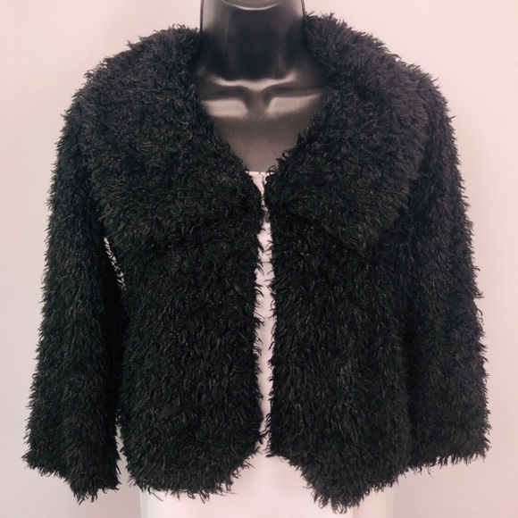 Jackets & Coats | Fluffy Black Faux Fur Short Jacket | Poshmark